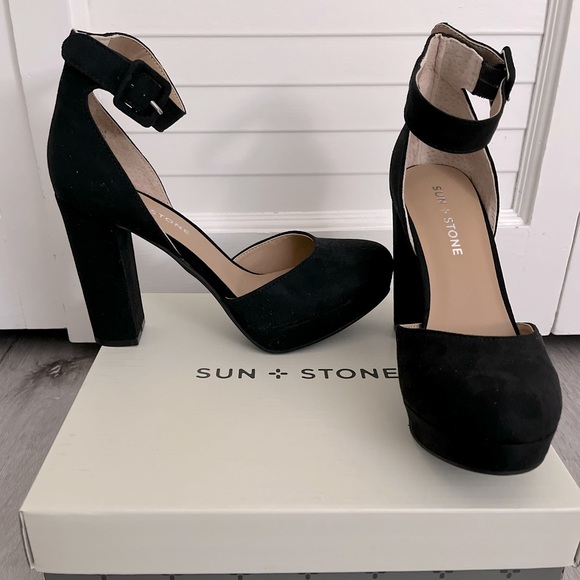 Sun + Stone | Shoes | Sun And Stone Black Platform Heels | Poshmark